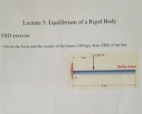 Solved ecture 5: Equilibrium ofa FBD exercise Given the | Chegg.com