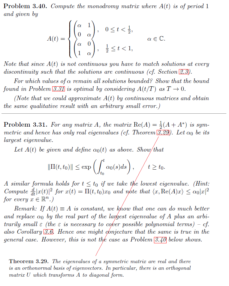 Problem 3.40. Compute the monodromy matriz where A(t) | Chegg.com