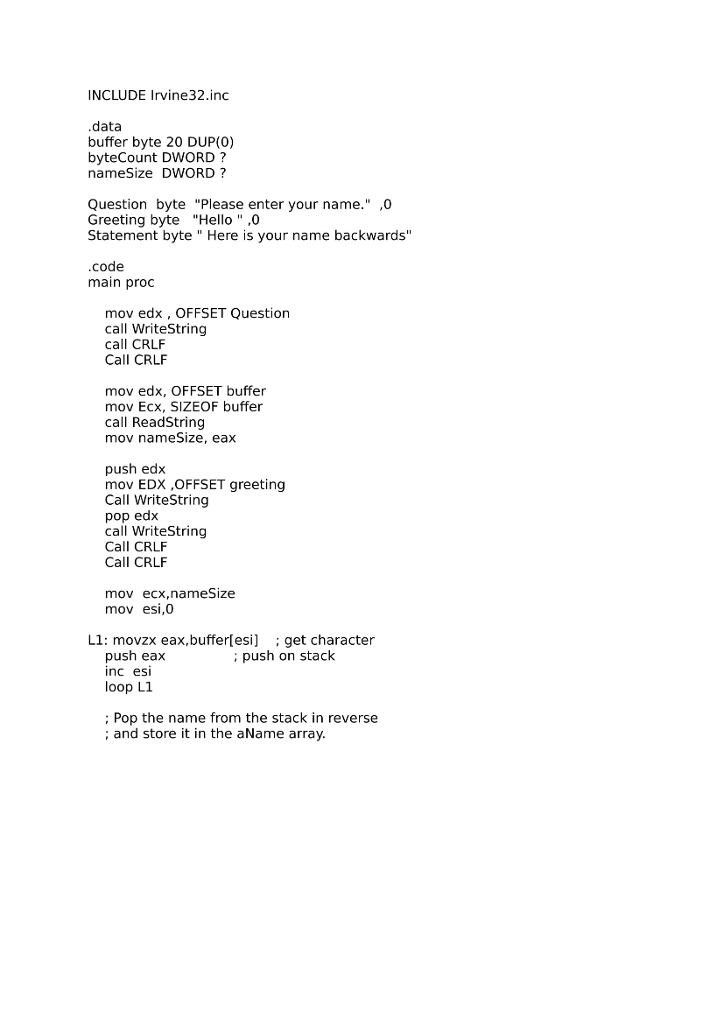 Solved Assembly Language for x86 Processors project: In | Chegg.com