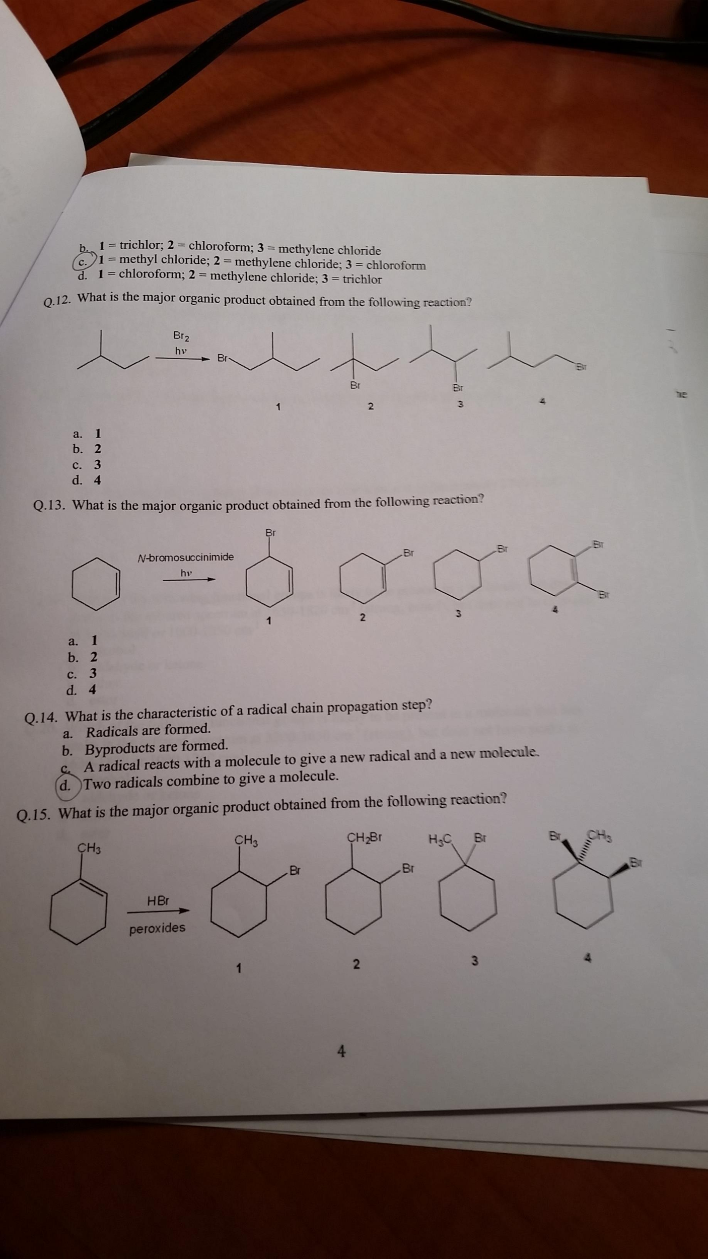 1 = trichlor;2 = chloroform; 3 = methylene chloride | Chegg.com