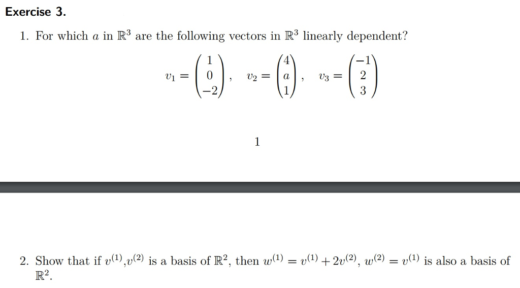Solved Exercise 3 1. For which a n R3 are the following | Chegg.com