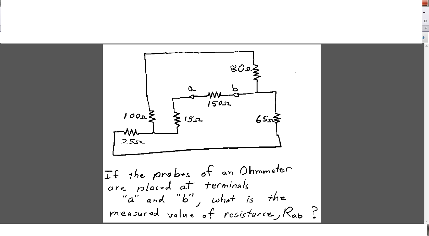 Solved If the probes of an Ohmmeter are placed at terminals | Chegg.com