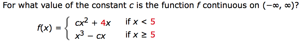 Solved For what value of the constant c is the function f | Chegg.com