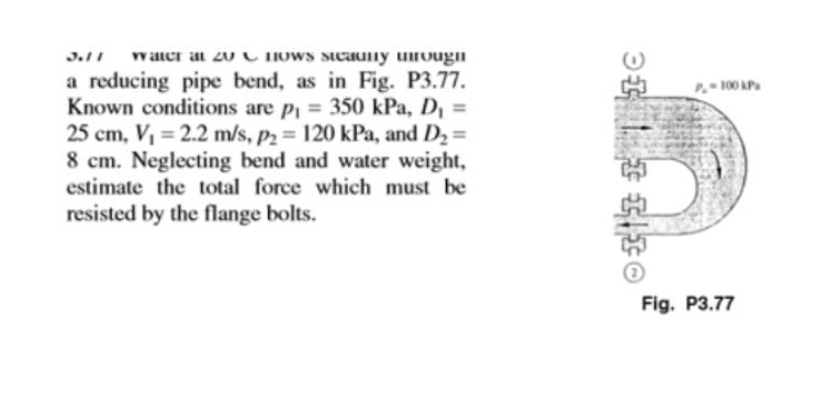 Solved a reducing pipe bend, as in Fig. P3.77. Known | Chegg.com