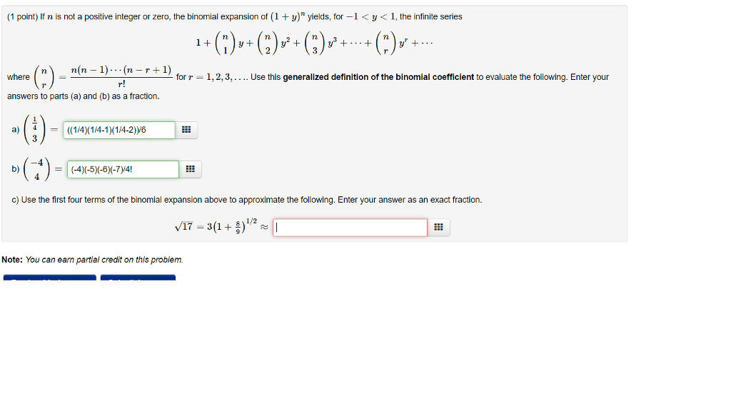 Solved If n is not a positive integer or zero, the binomial | Chegg.com