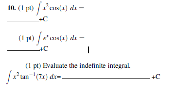 Solved Integral x^2 cos(x) dx = + C integral e^x cos(x) dx | Chegg.com