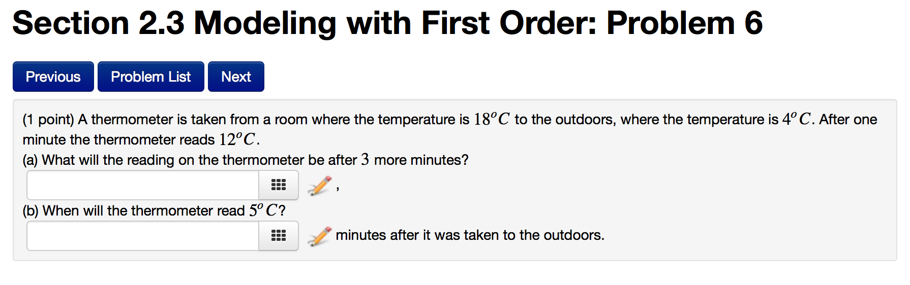 Solved Section 2.3 Modeling with First Order: Problem 6 | Chegg.com