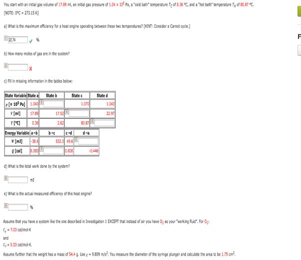 Solved You start with an initial gas volume of 17.59 ml, an | Chegg.com