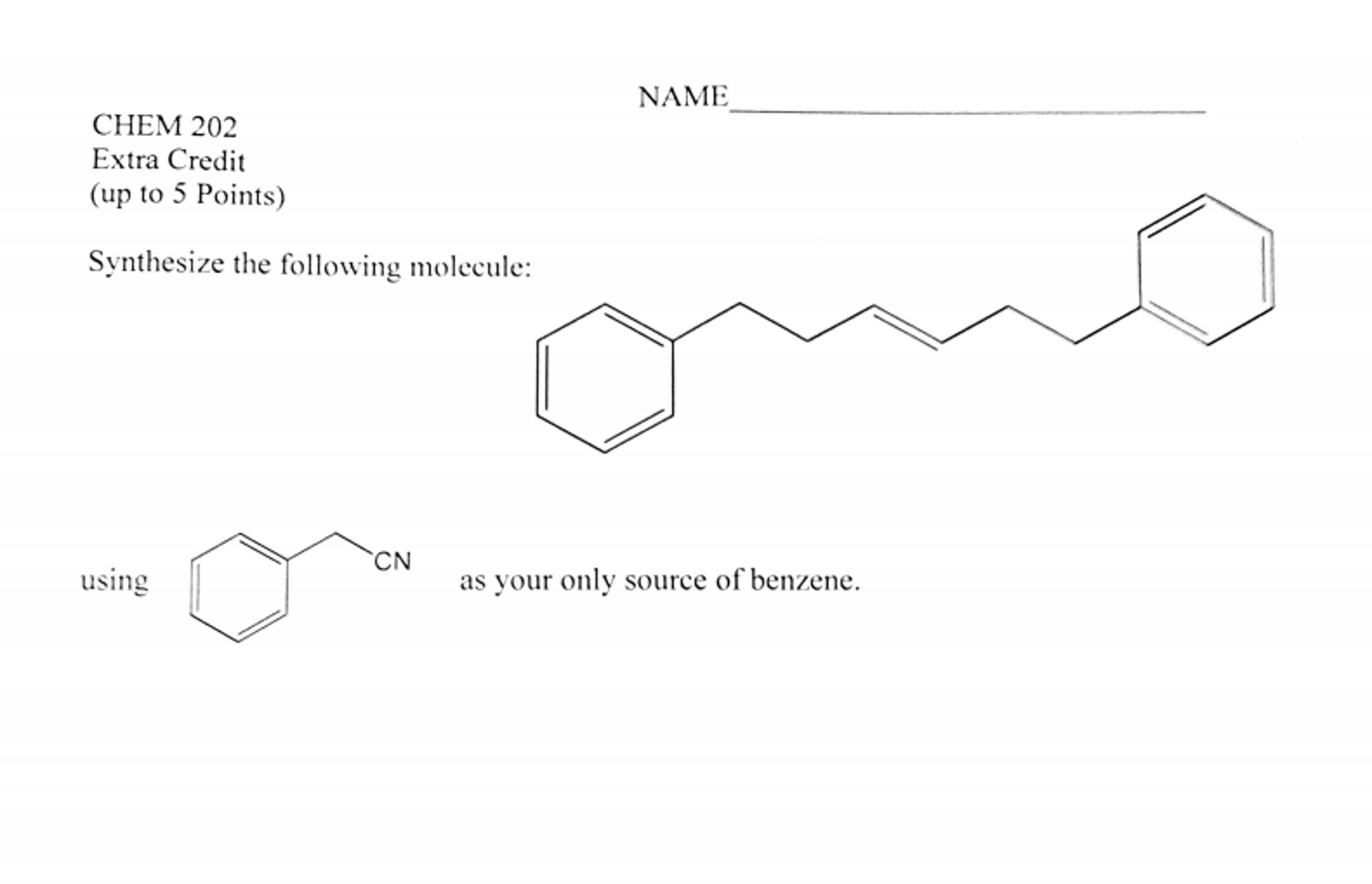 Solved NAME CHEM 202 Extra Credit (up to 5 Points) | Chegg.com