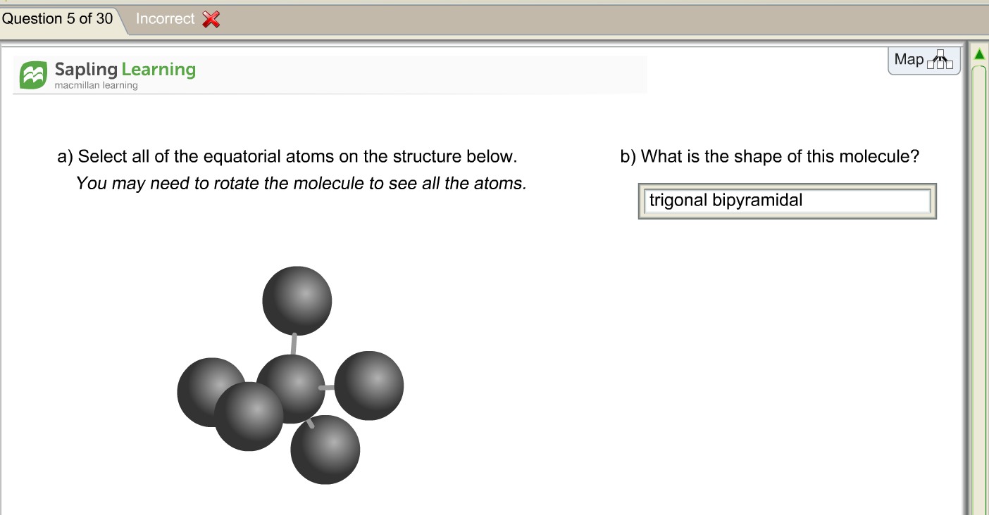 Solved Select all of the equatorial atoms on the structure | Chegg.com