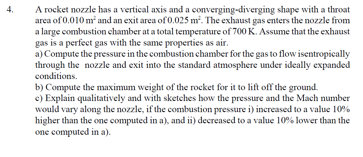 Solved A rocket nozzle has a vertical axis and a | Chegg.com