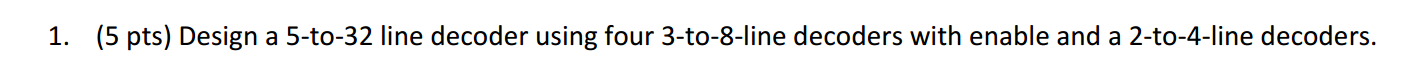 Solved: Design A 5-to-32 Line Decoder Using Four 3-to-8-li... | Chegg.com