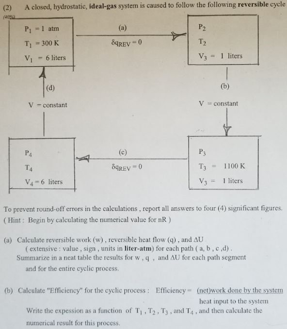 Solved A closed, hydrostatic, ideal-gas system is caused to | Chegg.com