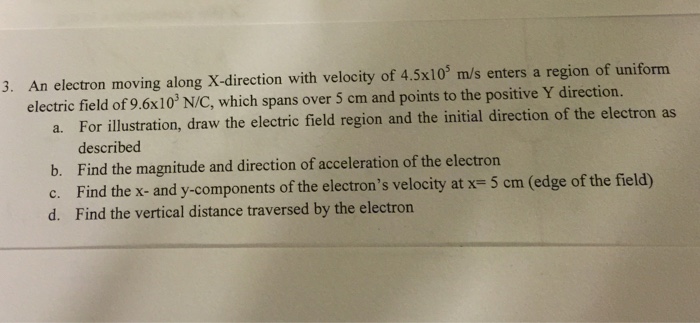 Solved An electron moving along X-direction with velocity of | Chegg.com