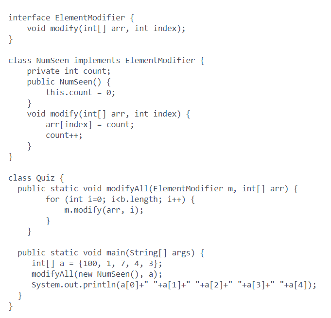 interface ElementModifier void modify (int[] arr, int | Chegg.com