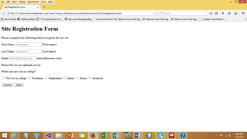 Solved Complete the following form to register for our site | Chegg.com