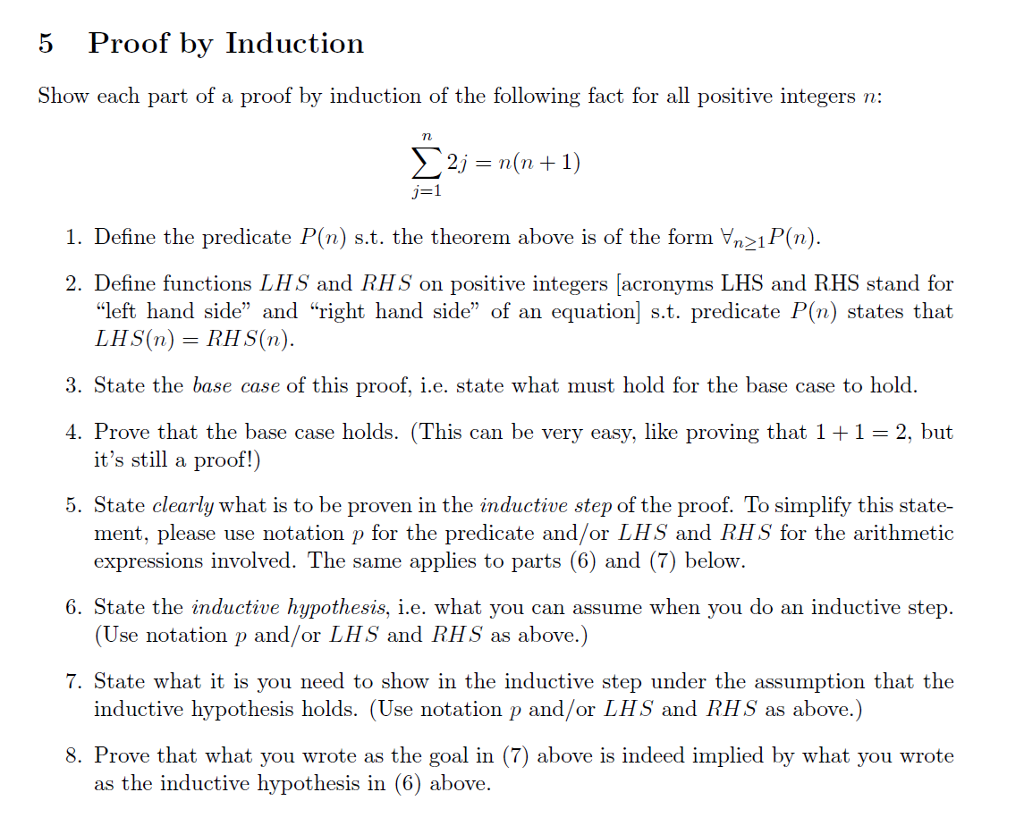 Solved 5 Proof by Induction Show each part of a proof by | Chegg.com