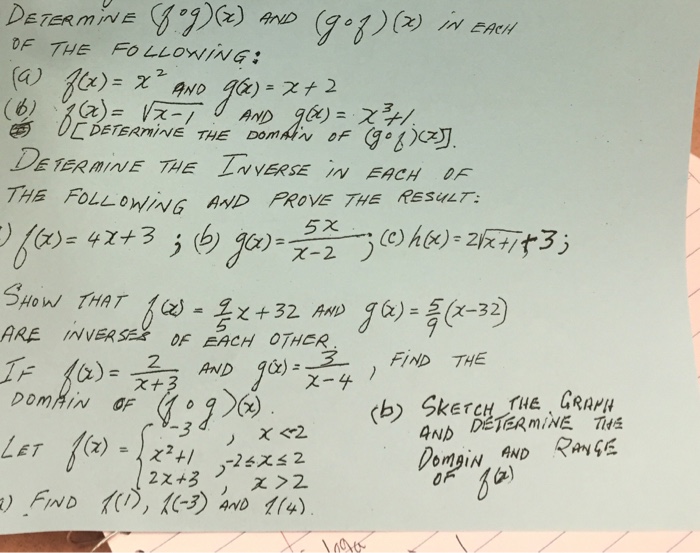 Solved Determine (f o g) (x) and (g o f) (x) in each of the | Chegg.com