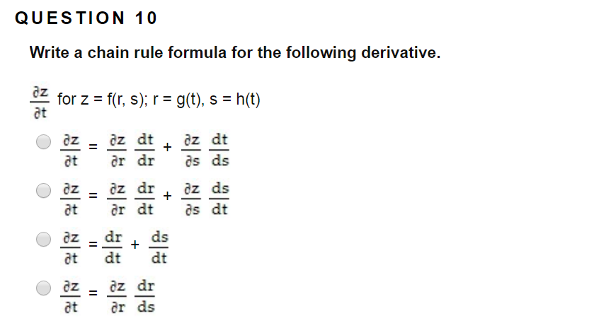 Solved QUESTION 10 Write a chain rule formula for the | Chegg.com
