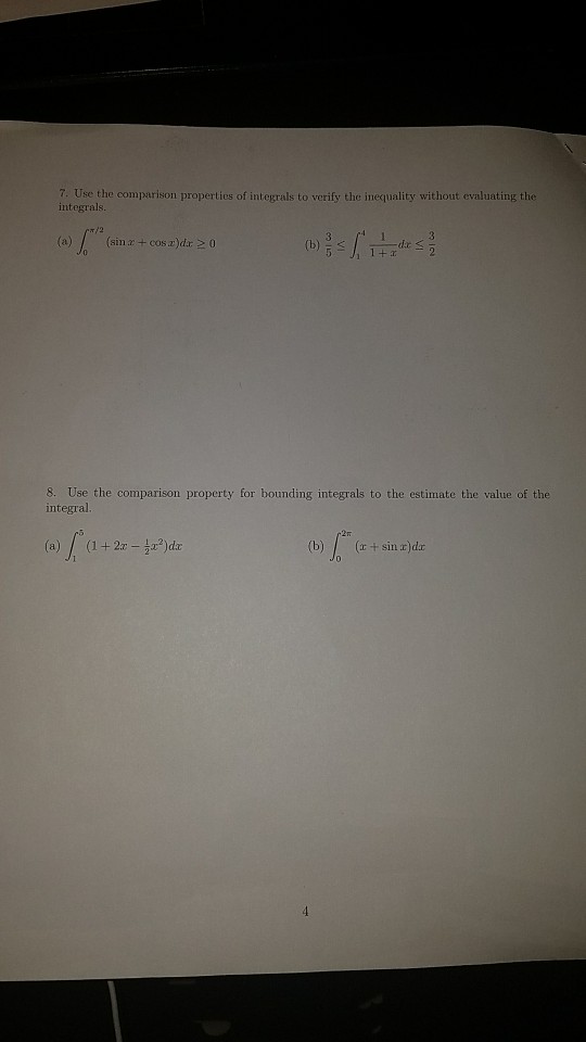 Solved r. Use the comparison properties of integrals to | Chegg.com