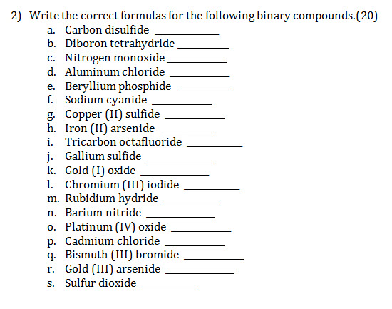 Solved Write the correct formulas for the following binary | Chegg.com