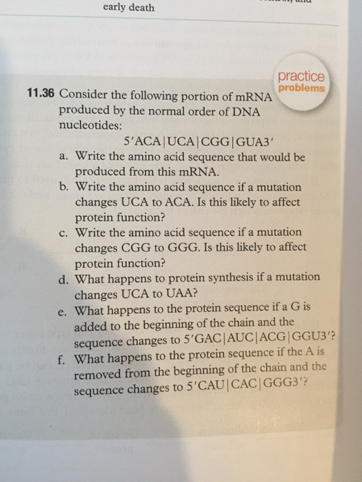 Solved Consider the following portion of mRNA produced by | Chegg.com