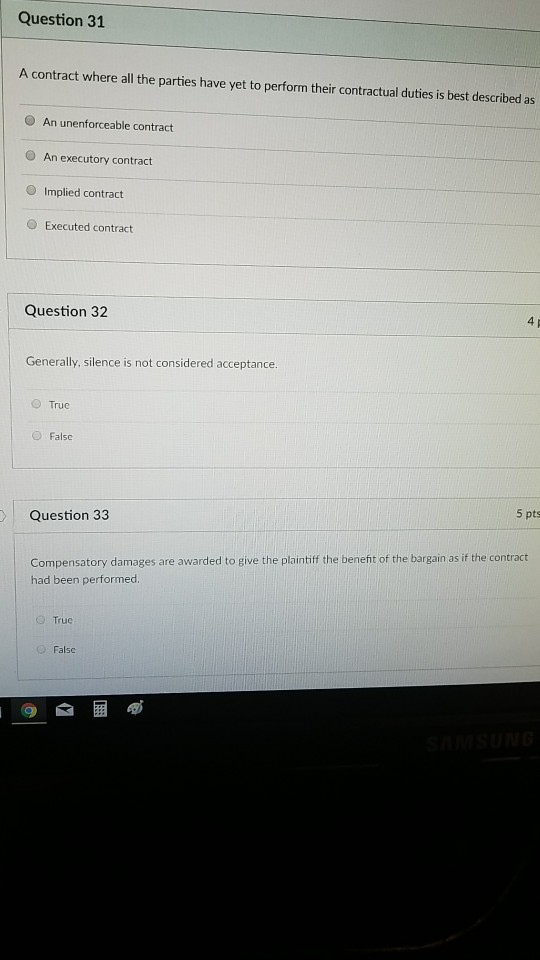Solved Question 31 A contract where all the parties have yet | Chegg.com