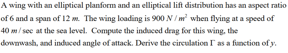 A wing with an elliptical planform and an elliptical | Chegg.com