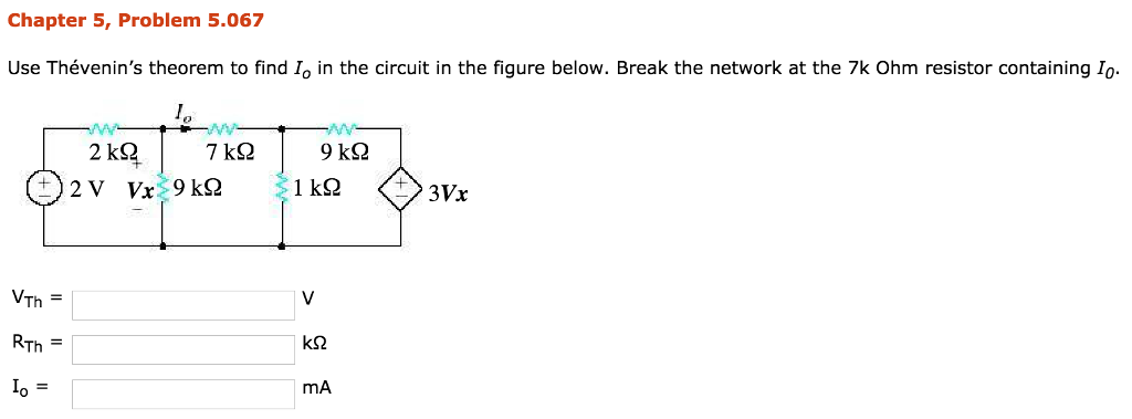 Solved Chapter 5, Problem 5.067 Use Thévenin's theorem to | Chegg.com
