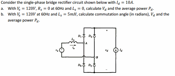 Solved Consider the single-phase bridge rectifier circuit | Chegg.com