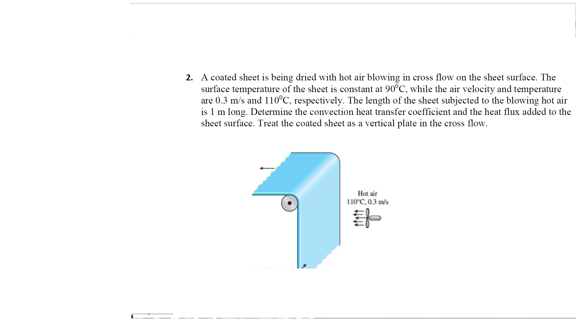 Solved A coated sheet is being dried with hot air blowing in | Chegg.com