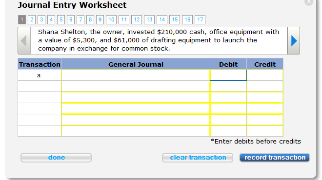 Record the following in a journal entry format. | Chegg.com