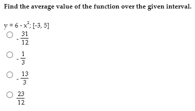 Solved Find the average value of the function over the given | Chegg.com
