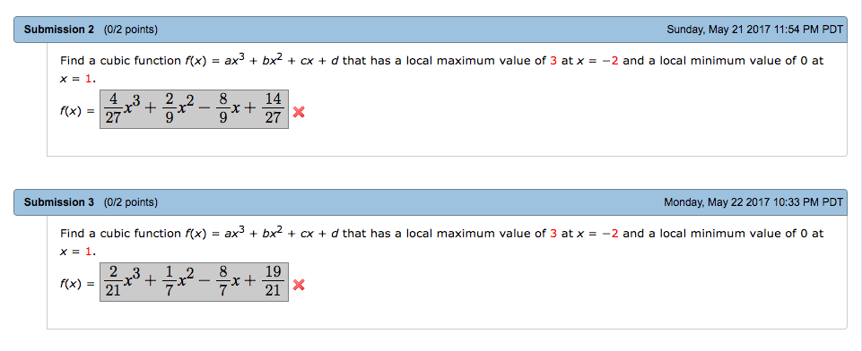 Solved Find a cubic function f(x) = ax3 + bx2 + cx + d that | Chegg.com
