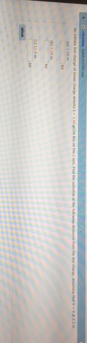 Solved An infinite line charge of linear charge density | Chegg.com