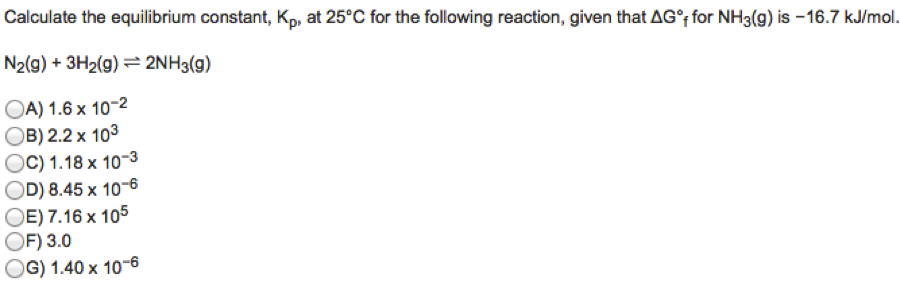 Solved Calculate the equilibrium constant, Kp, at 25 degree | Chegg.com