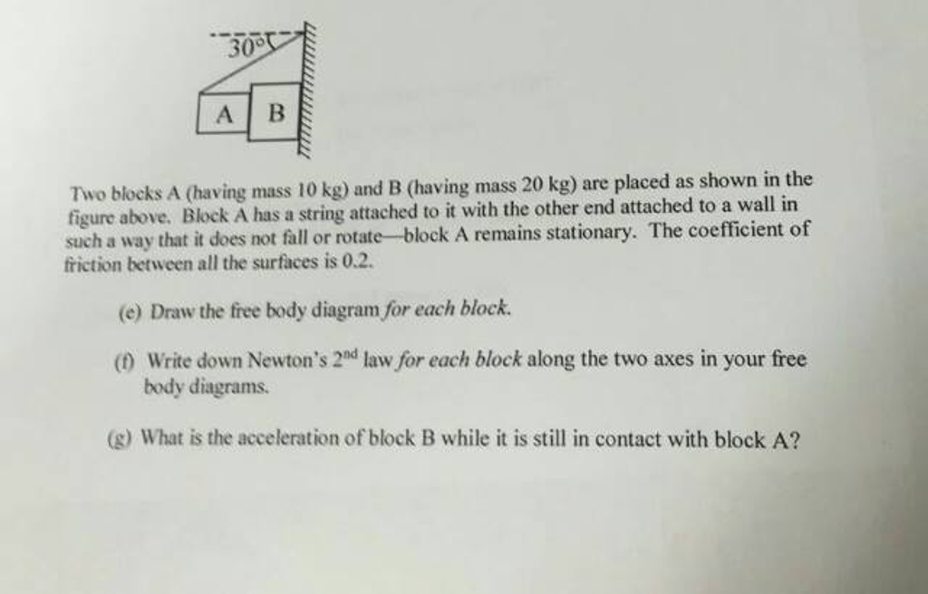 Solved Two blocks A (having mass 10 kg) and B (having mass | Chegg.com