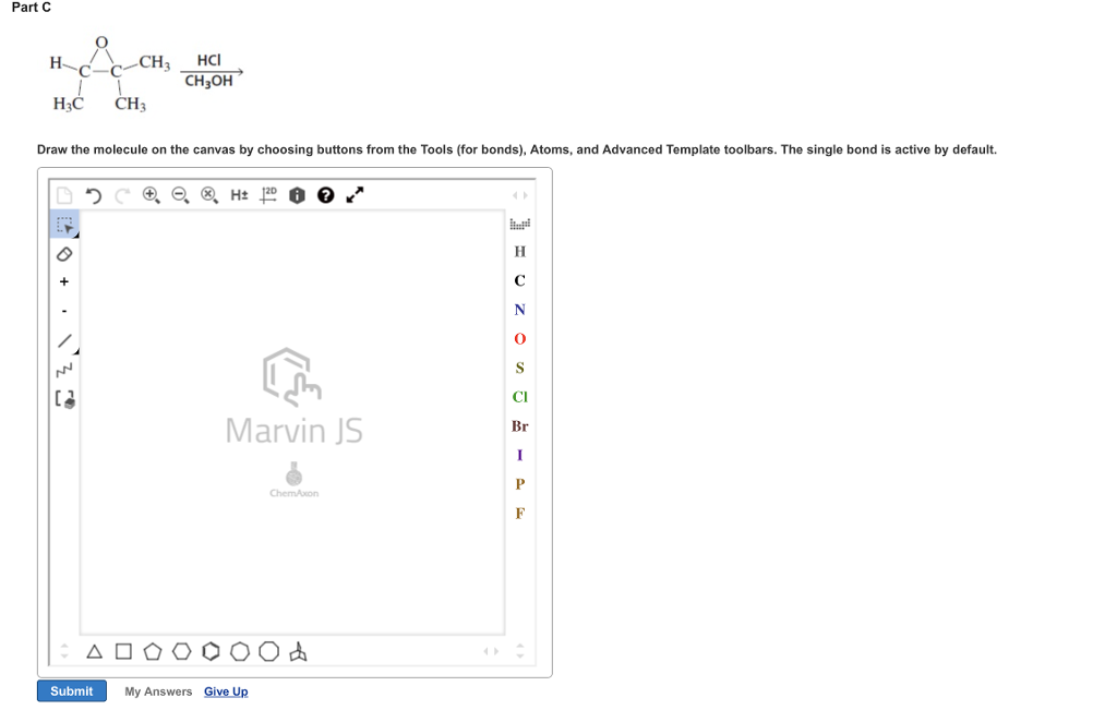 Solved Part C CH3OH H3C CH3 Draw the molecule on the canvas | Chegg.com