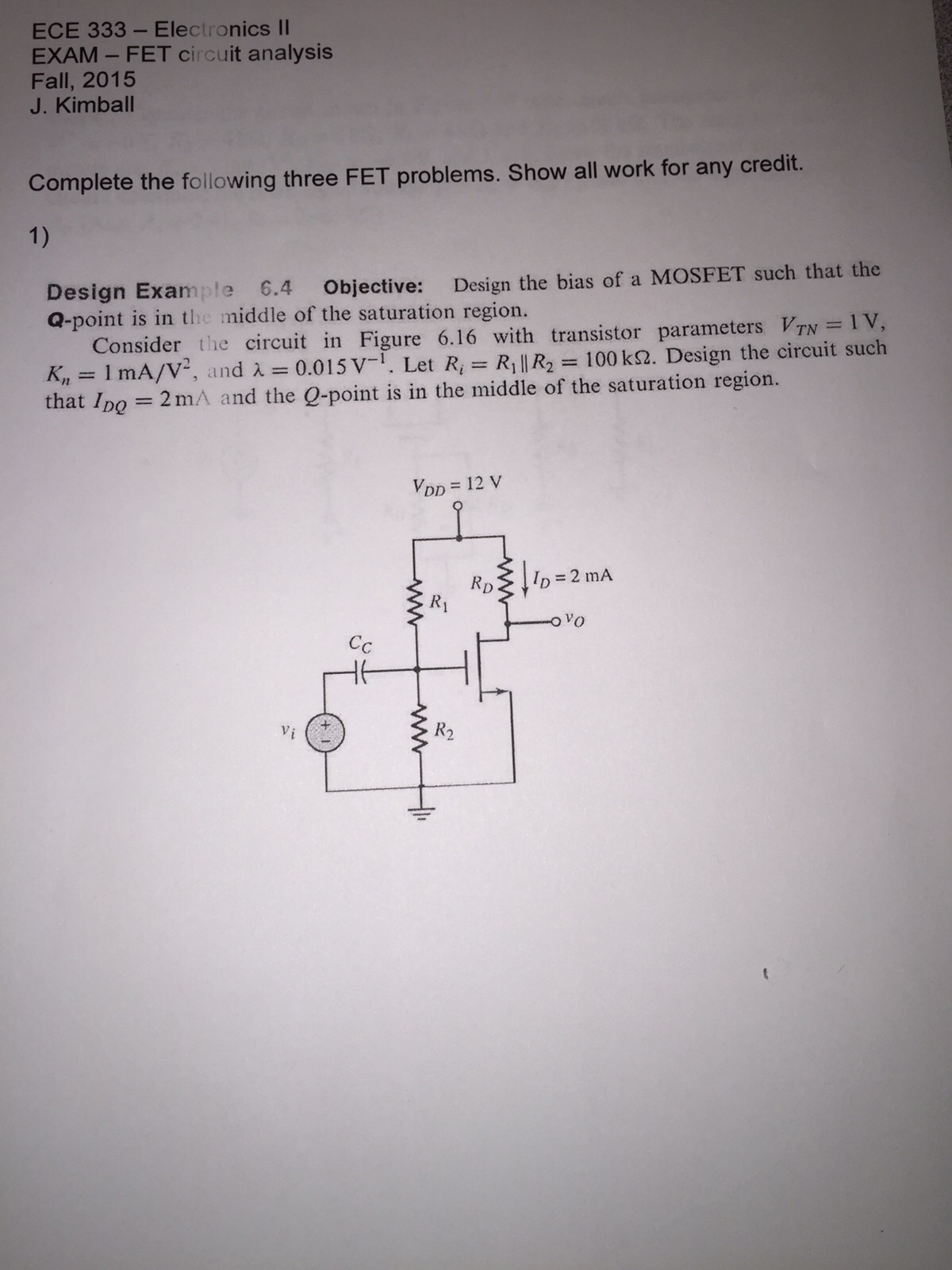 Solved Complete the following three FET problems. Show all | Chegg.com