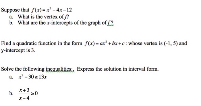 Solved Suppose that f(x) = x^2 - 4x - 12 a. What is the | Chegg.com
