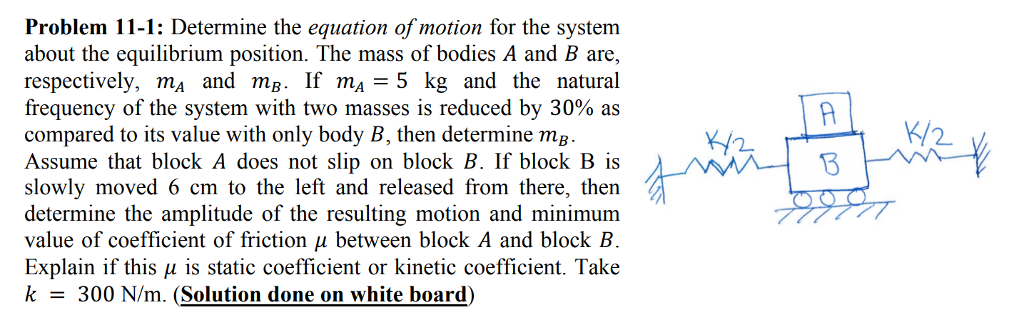 Solved Problem 11-1: Determine the equation of motion for | Chegg.com