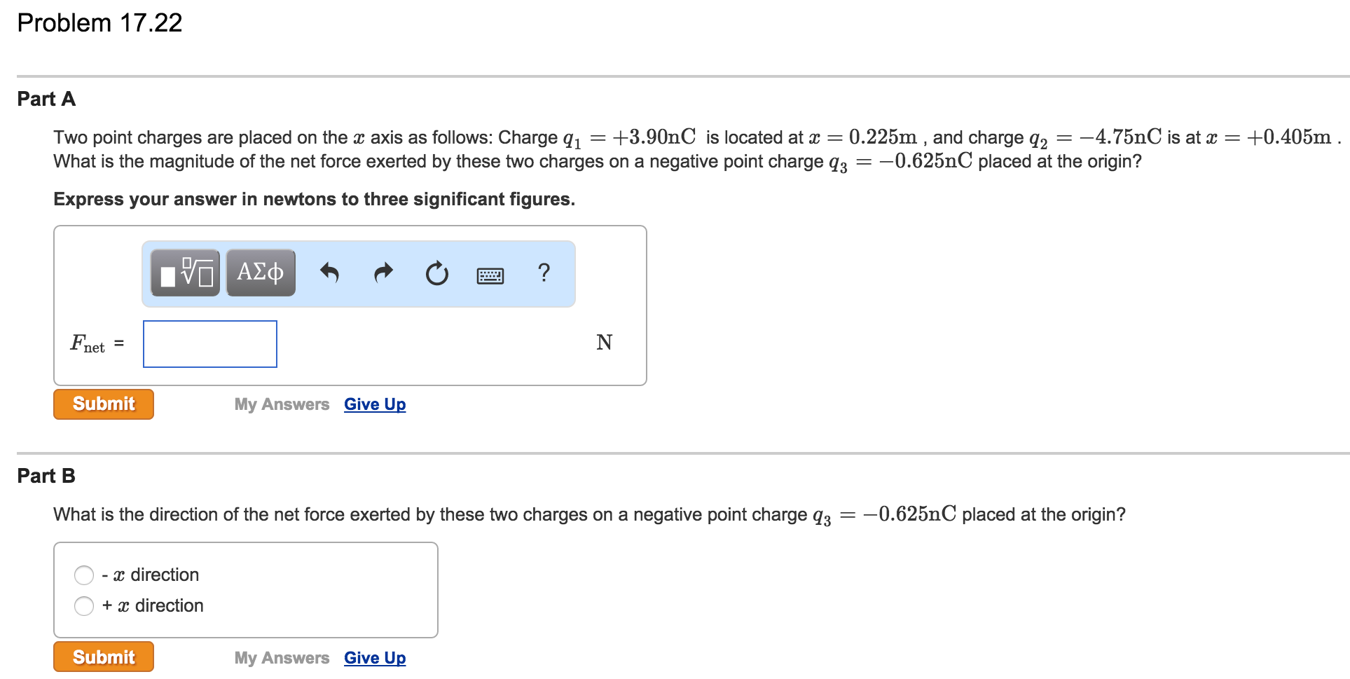 Solved Two point charges are placed on the x axis as | Chegg.com