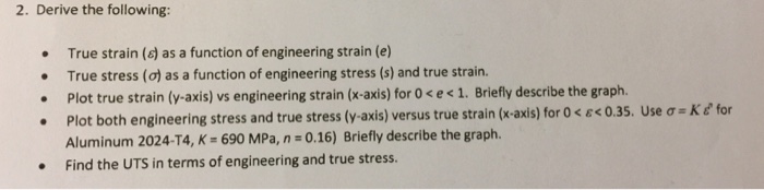 Solved Derive the following: True strain (epsilon) as a | Chegg.com