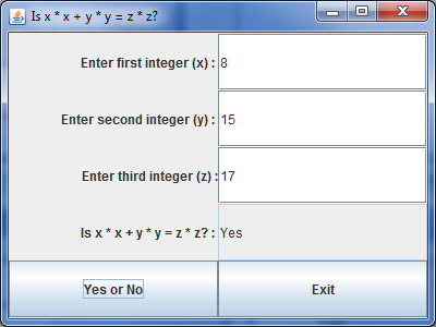 Solved Create a GUI program that will accept three integers | Chegg.com