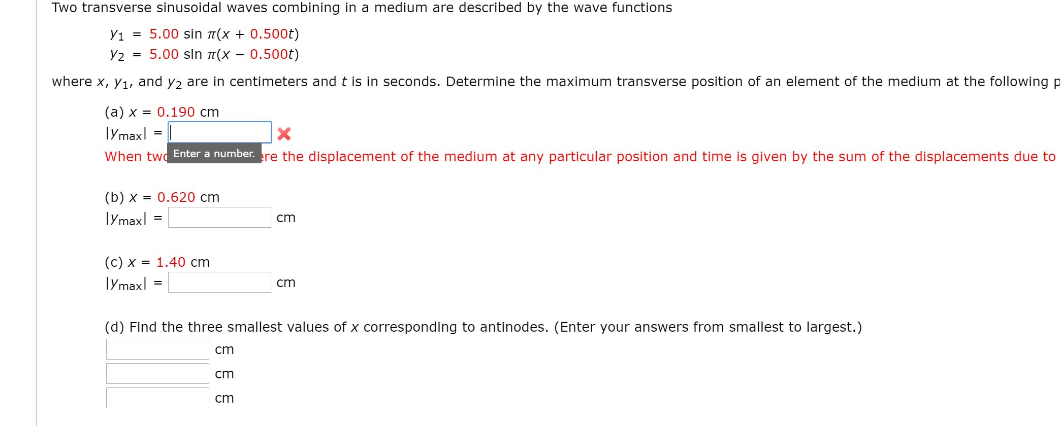 Solved Two transverse sinusoidal waves combining in a medium | Chegg.com