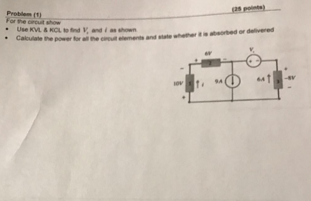 Solved Use KVL & KCL to find V, and i as shown | Chegg.com