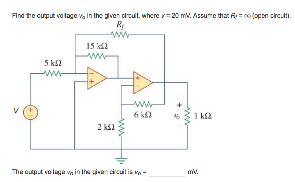 Solved Find the output voltage Vo in the given circuit, | Chegg.com