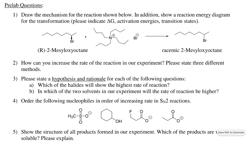 Solved Prelab Questions: 1) Draw the mechanism for the | Chegg.com