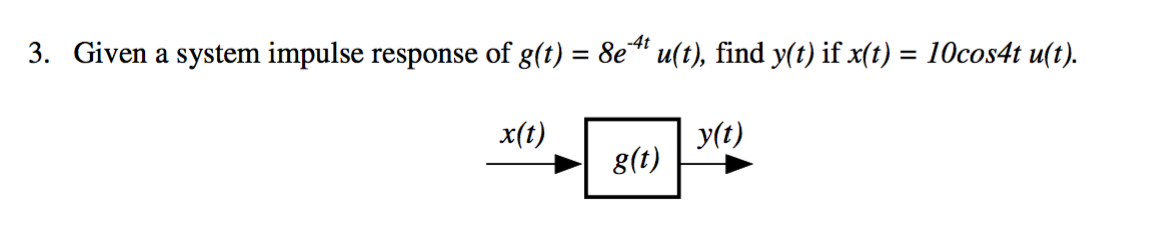 Solved Given a system impulse response of g(t) = 8e^-4t | Chegg.com