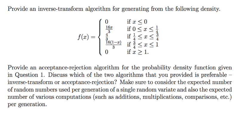 Provide An Inverse Transform Algorithm For Generating